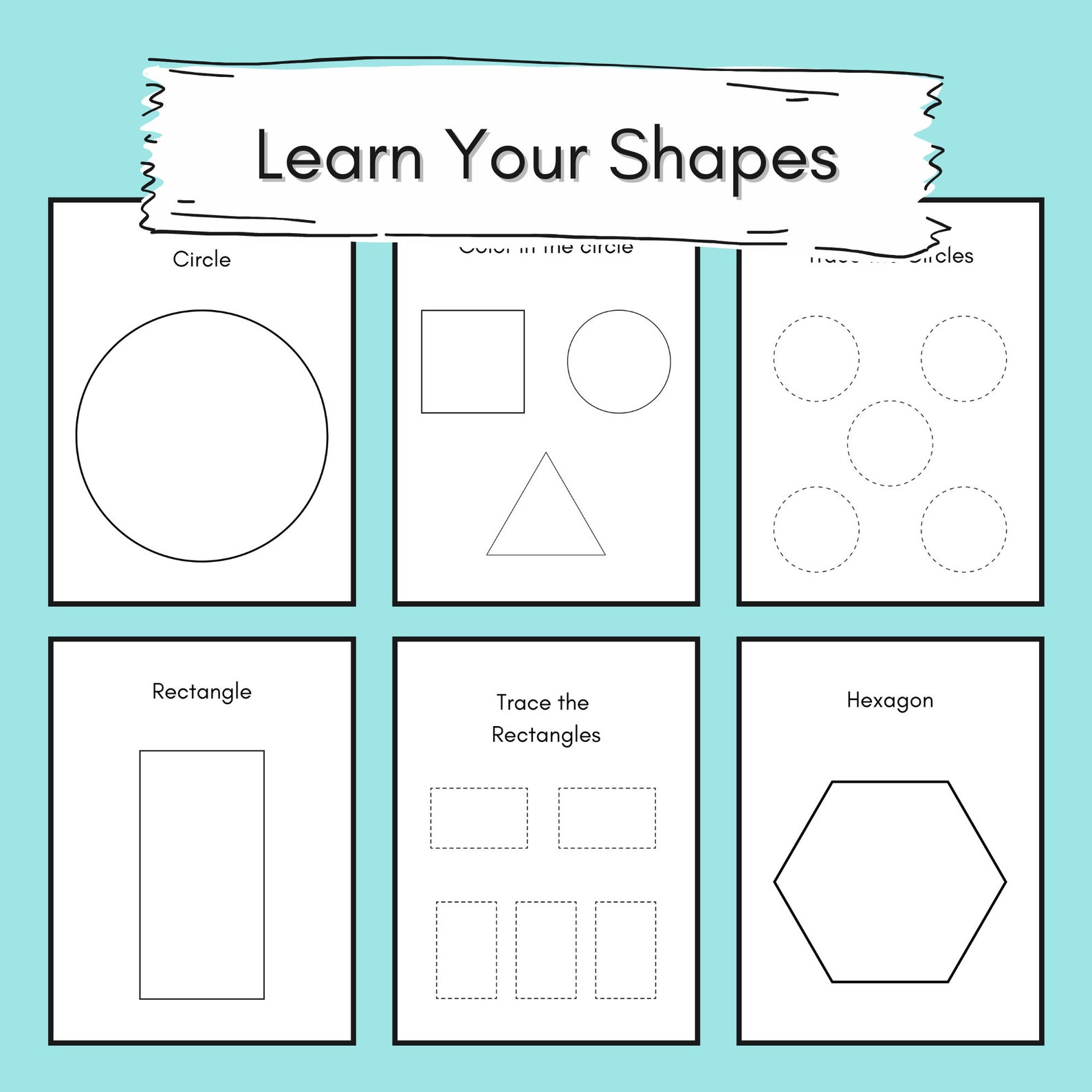 Shapes Coloring Book Trace Shapes Activity for Kids - Etsy