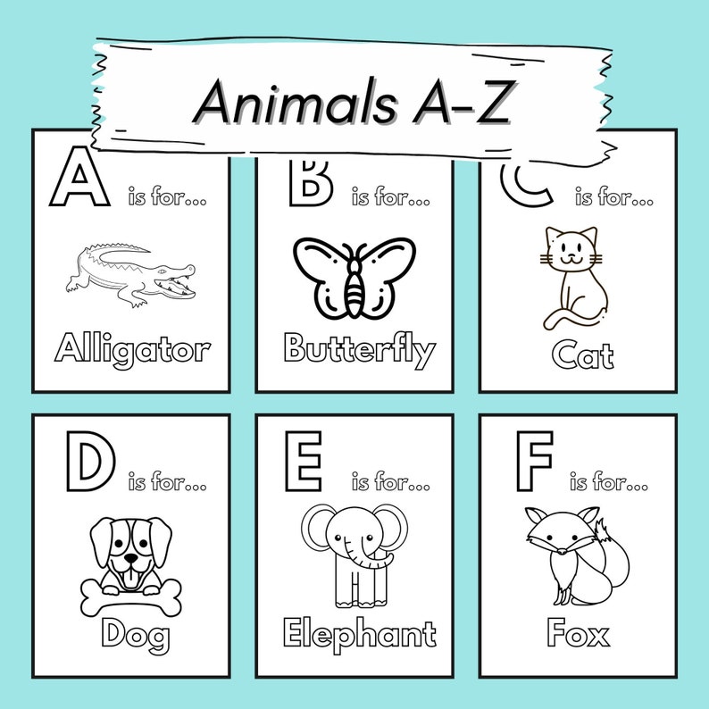 26 Pages Animals A-Z Coloring Pages | Animal ABC Coloring Book | ABC ...