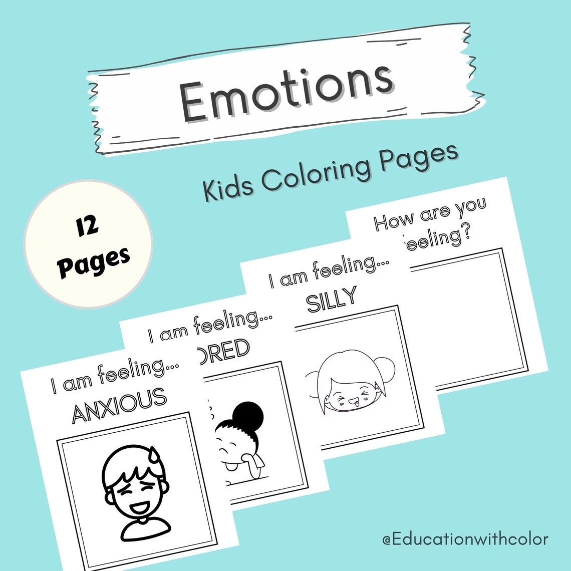 Emotions Coloring Pages | Kids Feelings Coloring Activity | Digital ...