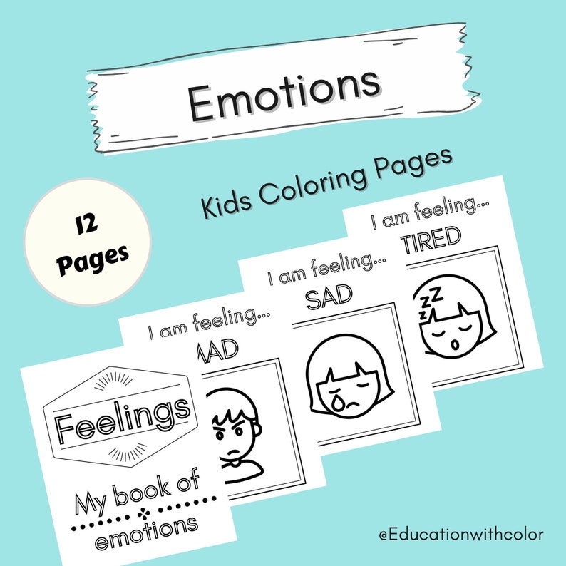 Emotions Coloring Pages | Kids Feelings Coloring Activity | Digital ...