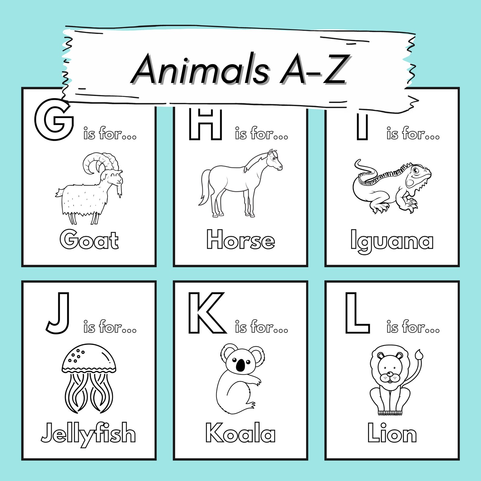 26 Pages Animals A-Z Coloring Pages | Animal ABC Coloring Book | ABC ...