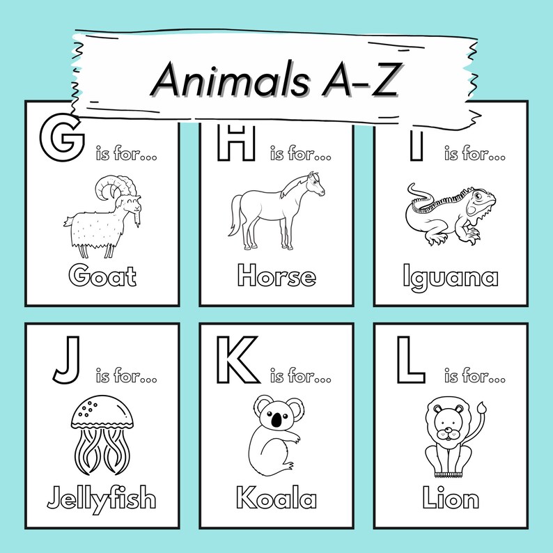 26 Pages Animals A-Z Coloring Pages | Animal ABC Coloring Book | ABC ...