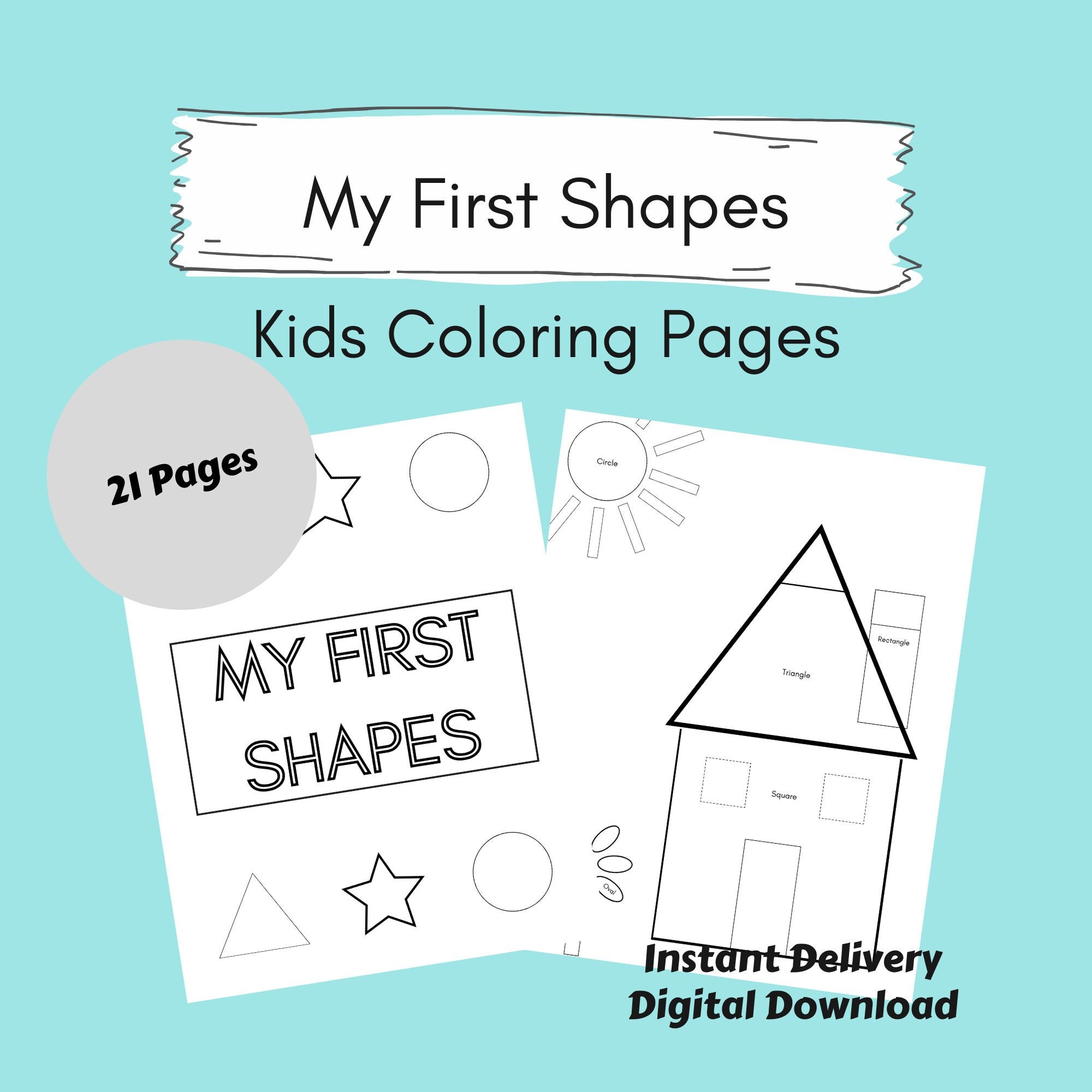 Shapes Coloring Book Trace Shapes Activity for Kids - Etsy