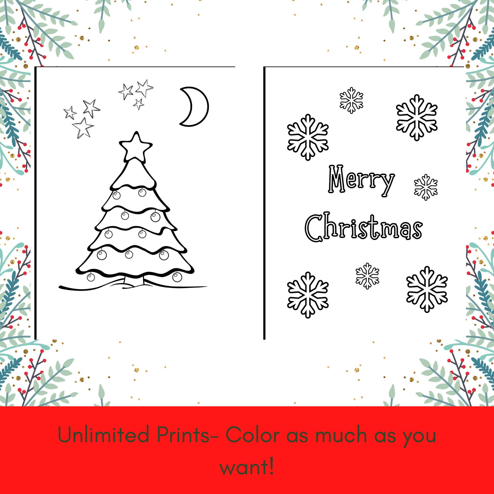 Christmas Coloring Pages for Kids Winter Coloring Pages - Etsy