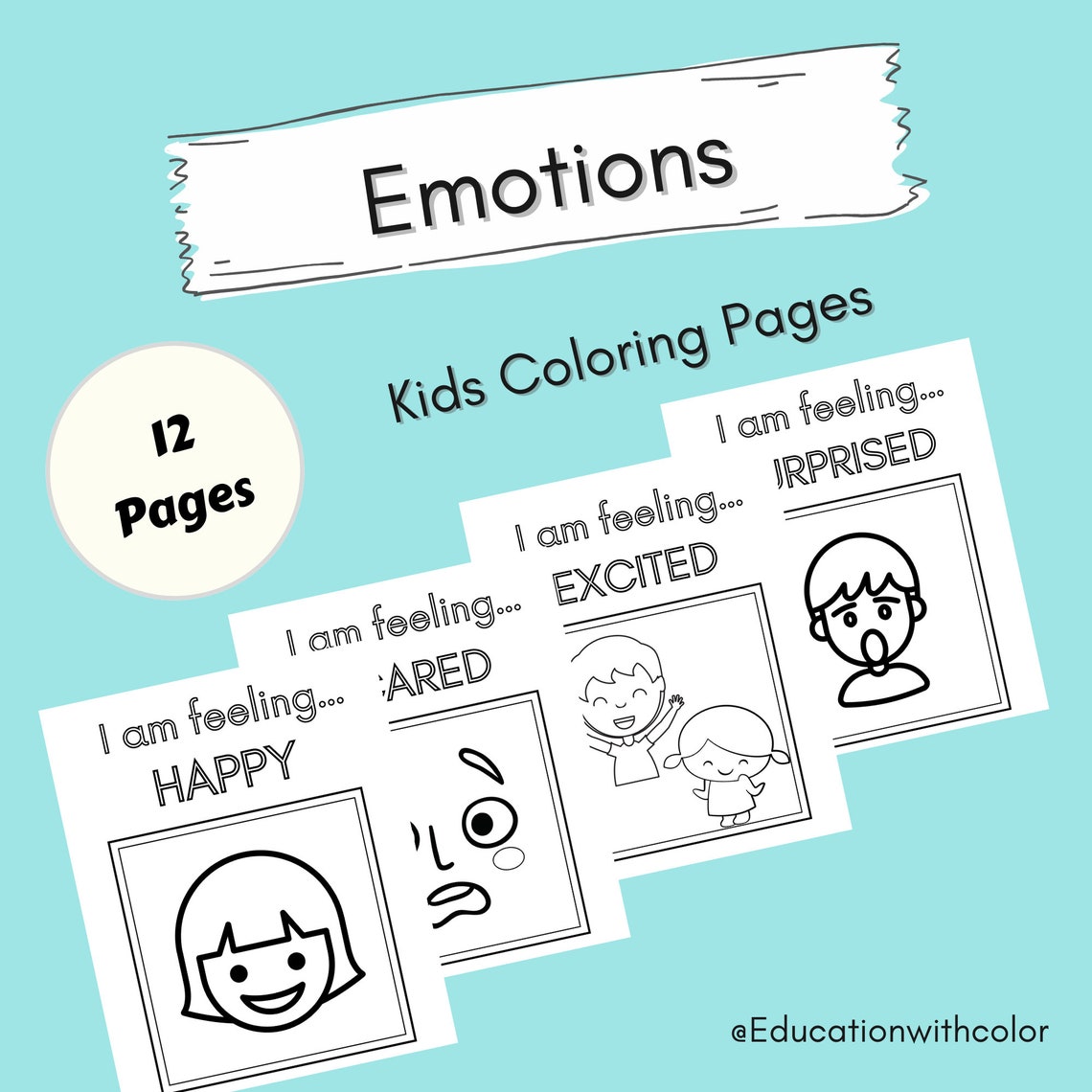 Emotions Coloring Pages | Kids Feelings Coloring Activity | Digital ...