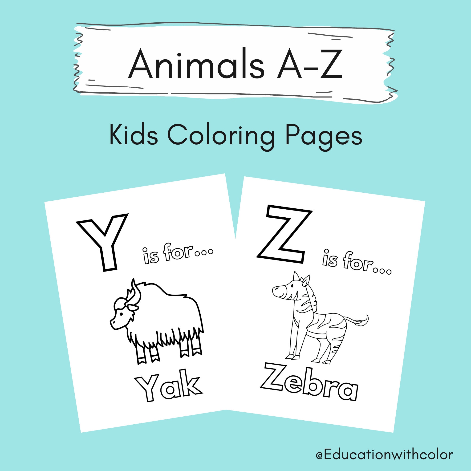 26 Pages Animals A-Z Coloring Pages | Animal ABC Coloring Book | ABC ...