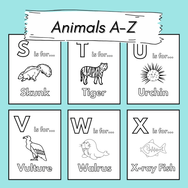 26 Pages Animals A-Z Coloring Pages | Animal ABC Coloring Book | ABC ...