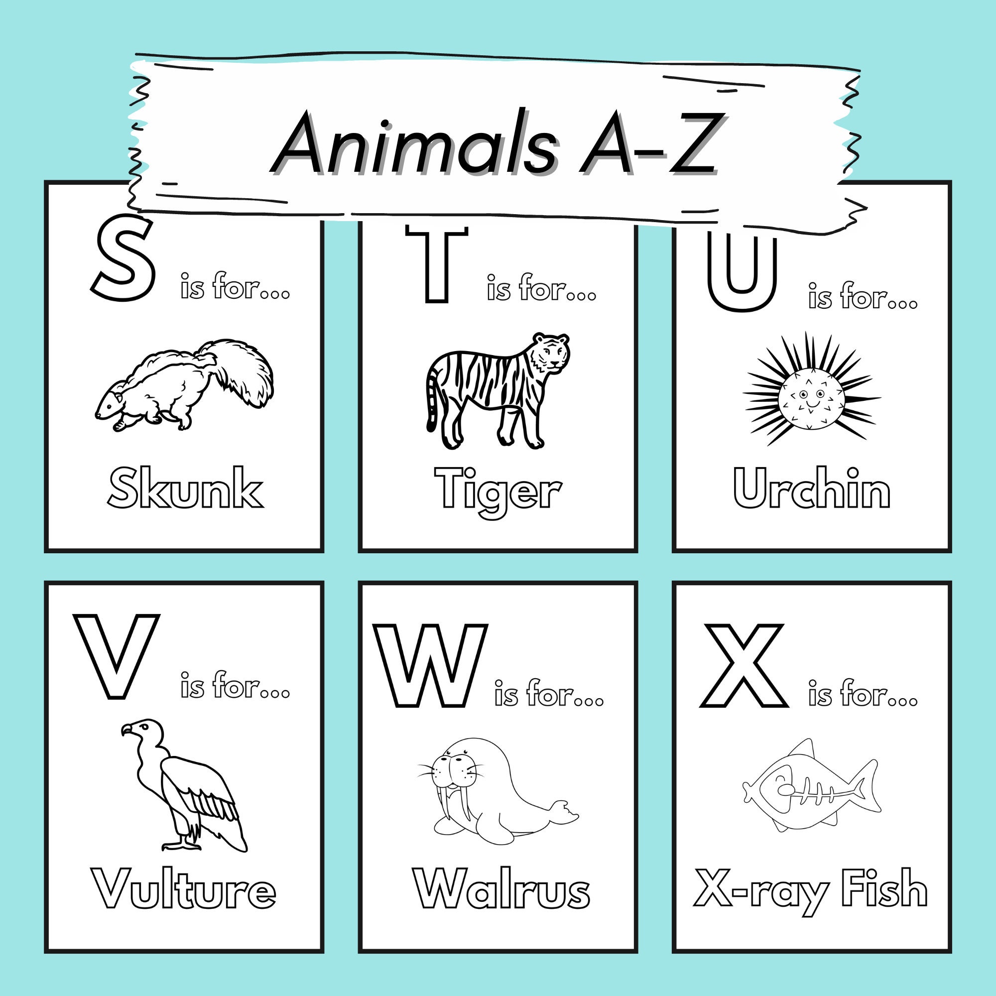 26 Pages Animals A-Z Coloring Pages | Animal ABC Coloring Book | ABC ...