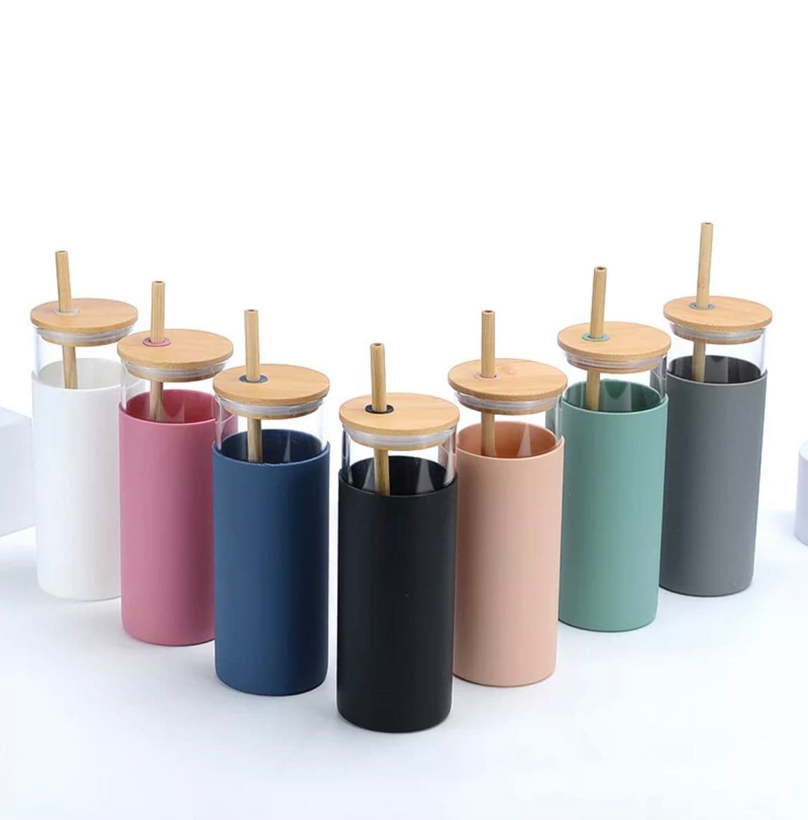 Drinks Cup Bamboo & Glass Tumbler Bamboo Lid and Straw - Etsy UK