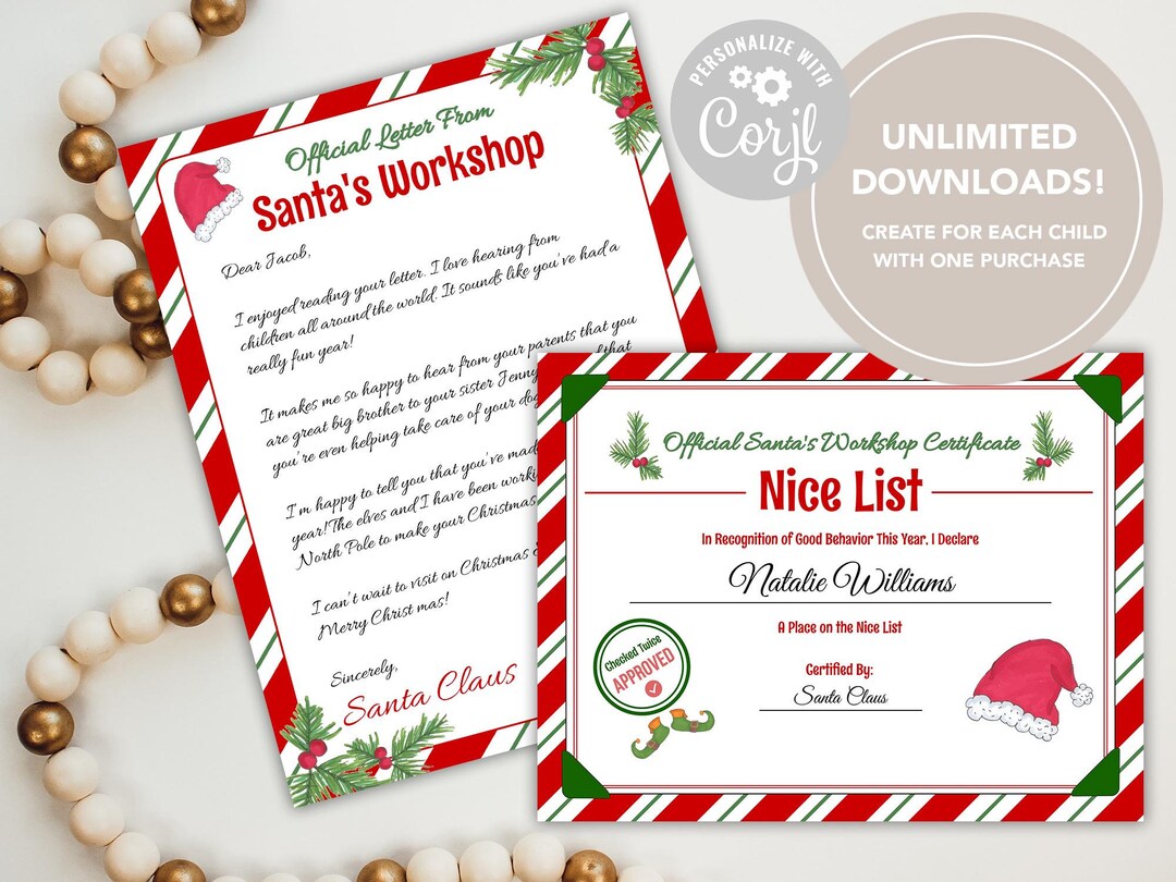 Editable Letter From Santa | Nice List Certificate | Kid Christmas ...