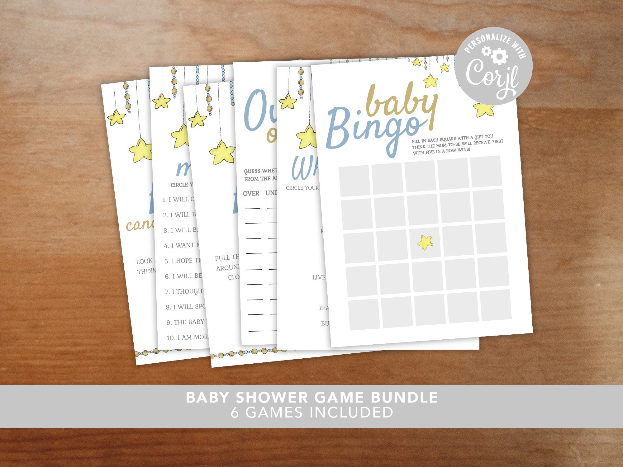 Twinkle Twinkle Little Star Baby Shower Games Bundle | Printable Baby ...