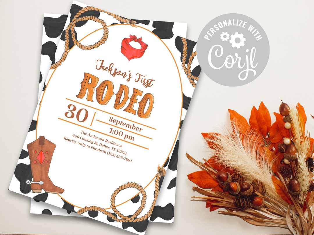 Rodeo Theme Party Birthday Invitation | My First Rodeo | First Rodeo ...