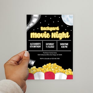 Movie Night Birthday Invitation | Backyard Movie Night Theme | Movie ...