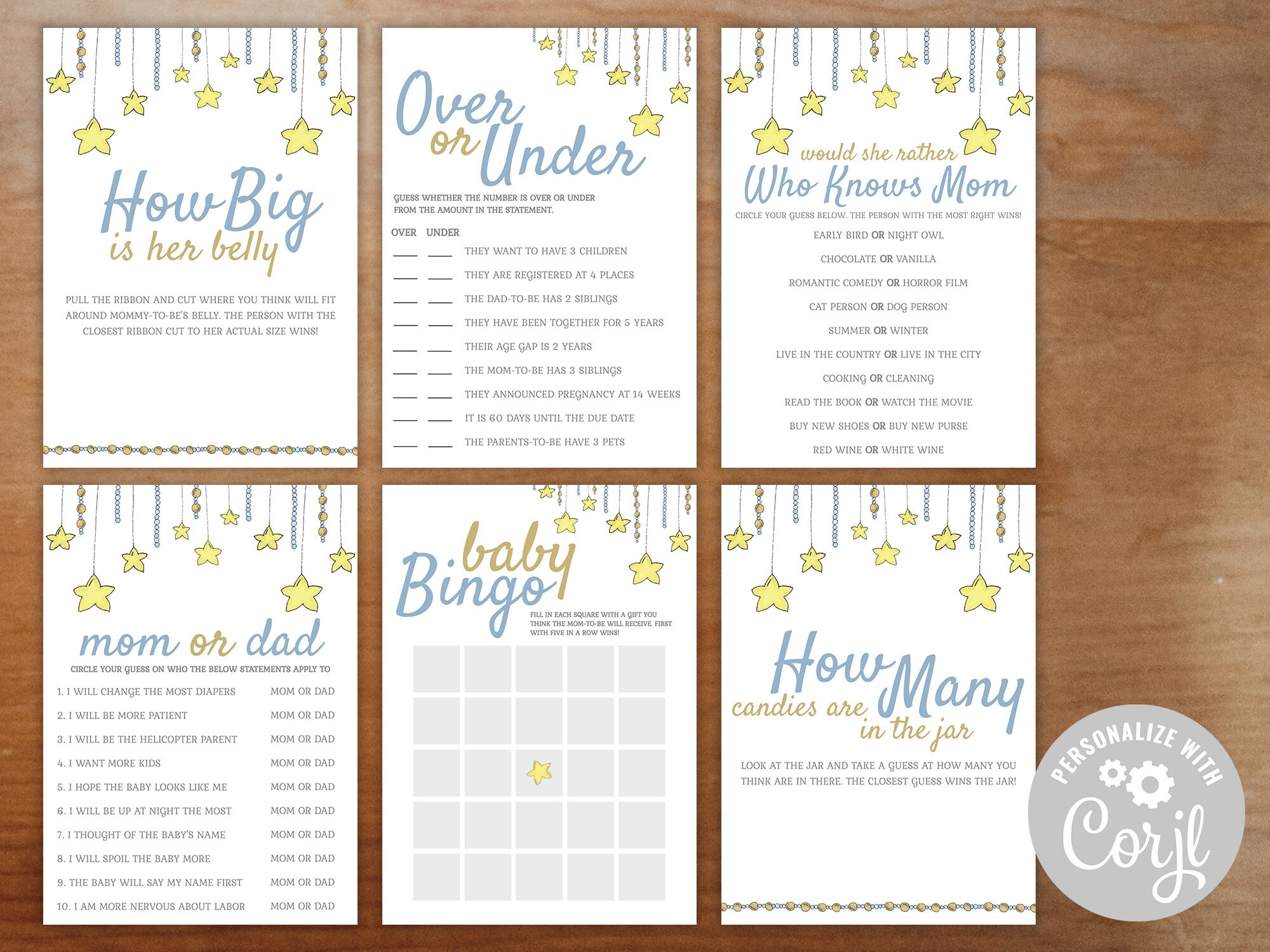 Twinkle Twinkle Little Star Baby Shower Games Bundle | Printable Baby ...