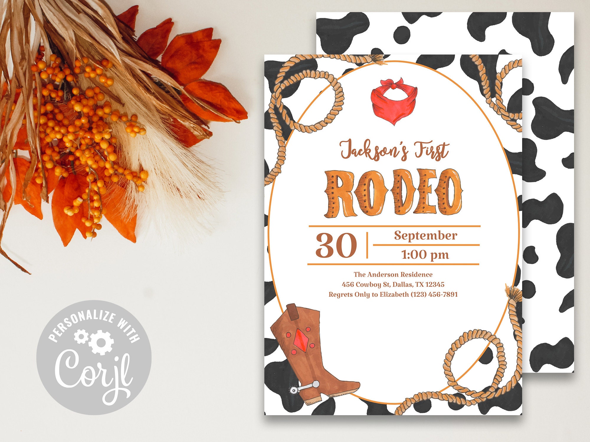 Rodeo Theme Birthday Invitation Bundle | My First Rodeo | First Rodeo ...