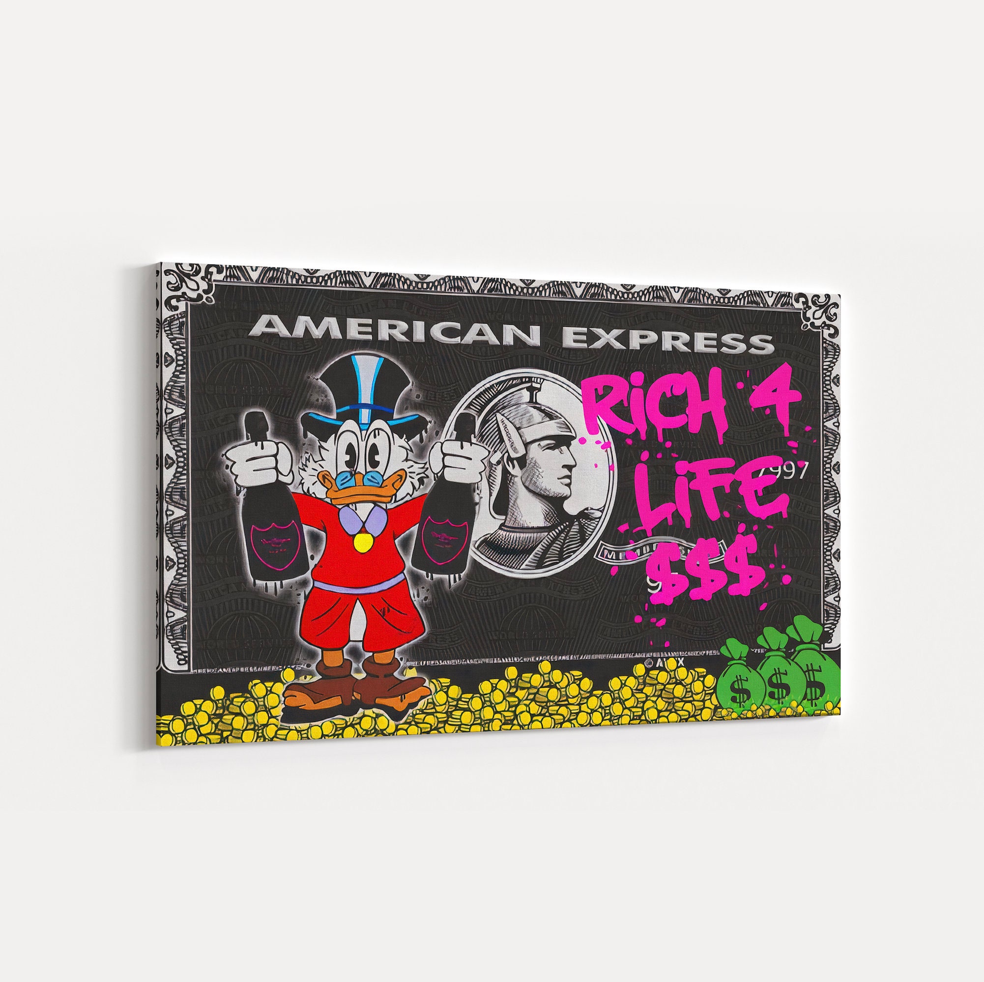 AMEX Black Card Money Duck Celebrate Pop Champagne Rich for Life Canvas ...