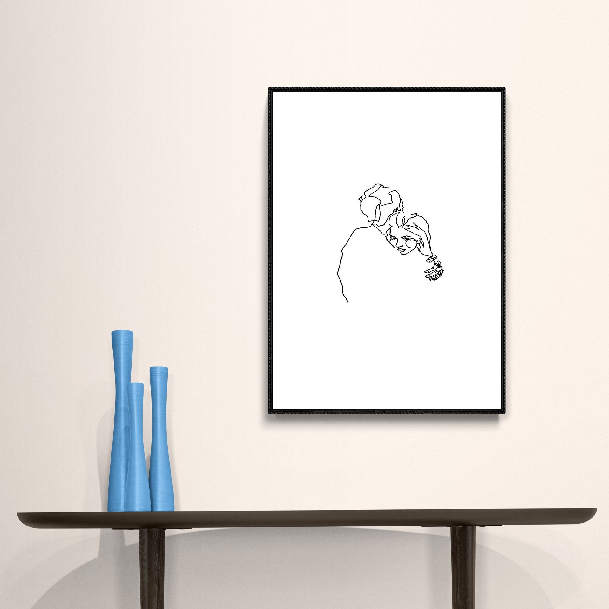 Fine Line Hug Art With Face Wall Decor Neo-expressionism Art Famous ...