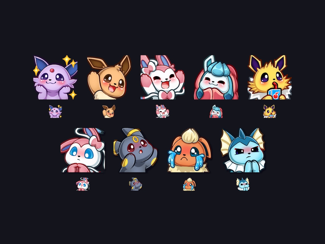 Eevee Evolutions Emotes twitch/discord - Etsy