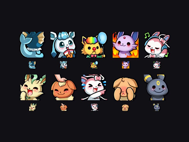Eevee Evolutions Emotes [twitch/discord] - Etsy