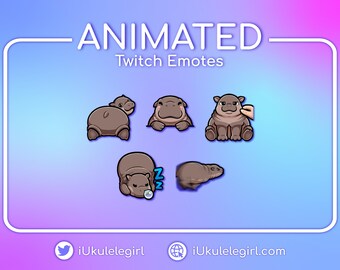 Animated Moo Deng Hippo Emotes, Kawaii Hippopotamus Discord Emote, Cute ...