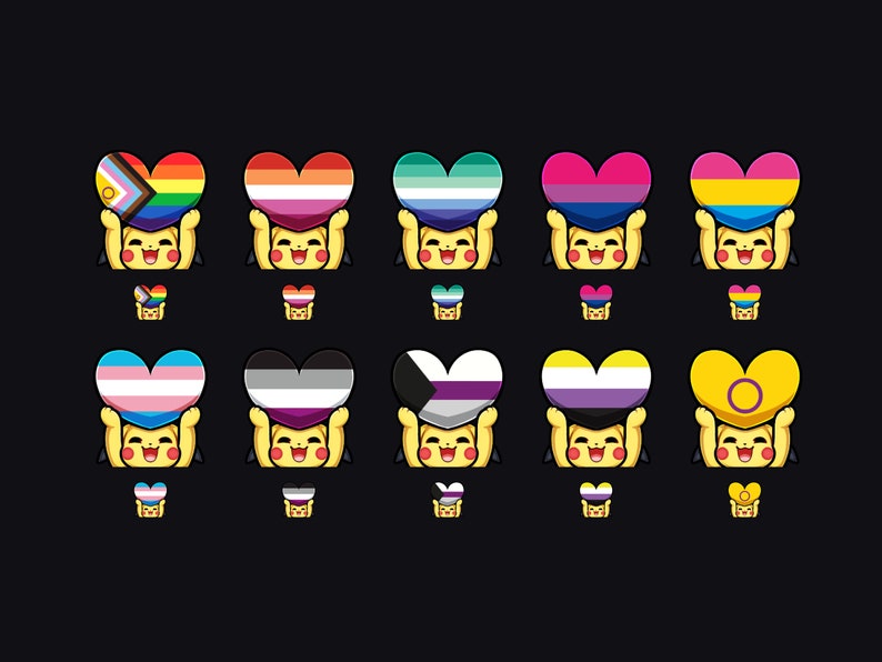 Pikachu PRIDE Emotes [twitch/discord] - Etsy