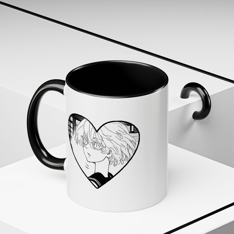 Senju Heart Mug Tokyo Revengers Anime Coffee Cup Unique Black & White ...
