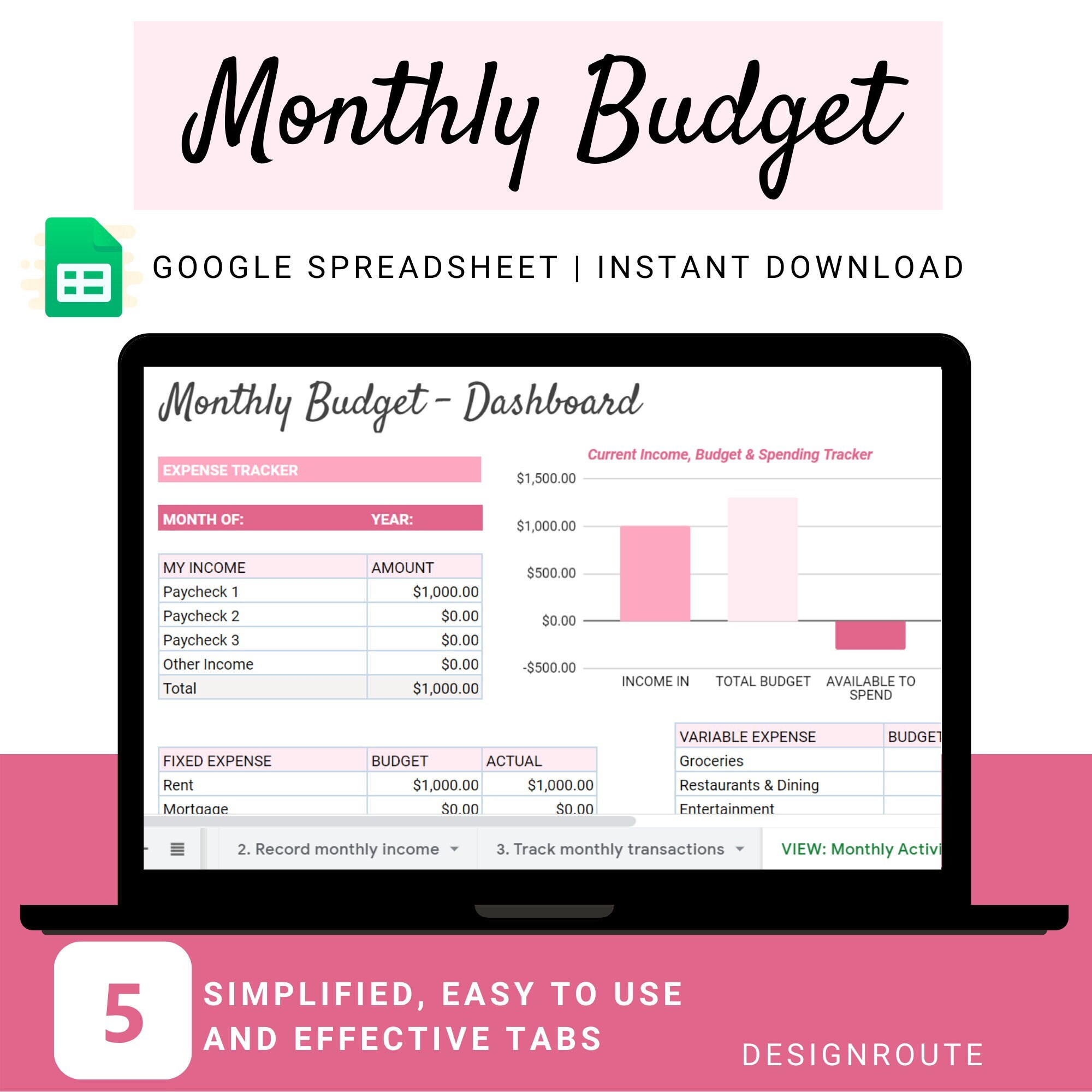 Monthly Budget Spreadsheet Google Sheets Budget Template Budget ...