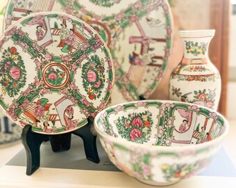 Set of 6 Rose Medallion Porcelain Plates - Etsy