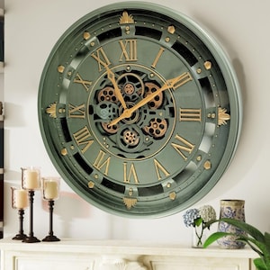 Belgium Line Wall Clock 26 Inches With Real Moving Gears (glass Cover ...