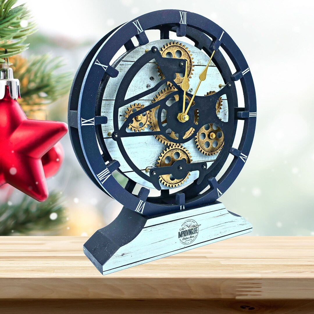 Desk Clock 10 Inches With Real Moving Gear Convertible Into - Etsy