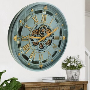Belgium Line Wall Clock 26 Inches With Real Moving Gears (glass Cover ...