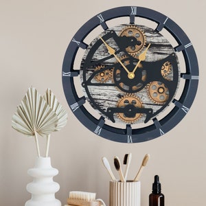 Wall Clock 17 Inches With Real Moving Gear Convertible Into Desk Clock ...