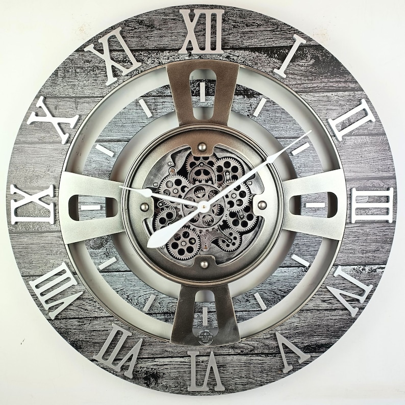 England Line Wall Clock 36 Inches With Real Moving Gears Carbon Grey - Etsy