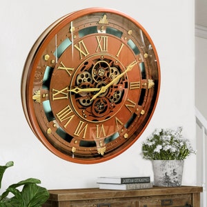 Belgium Line Wall Clock 26 Inches With Real Moving Gears (glass Cover ...