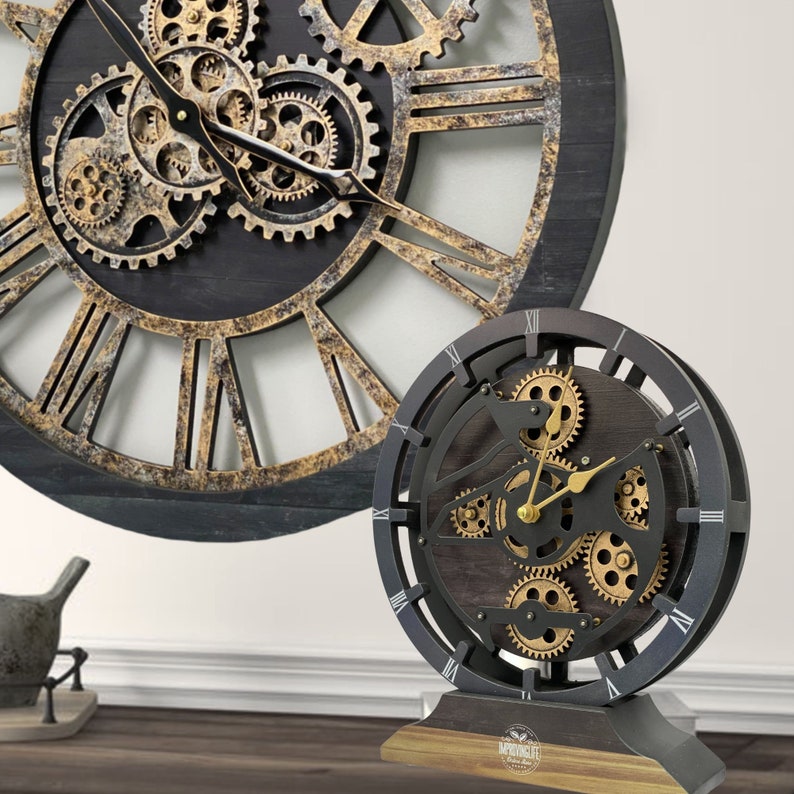 Desk Clock 10 Inches With Real Moving Gear Convertible Into - Etsy
