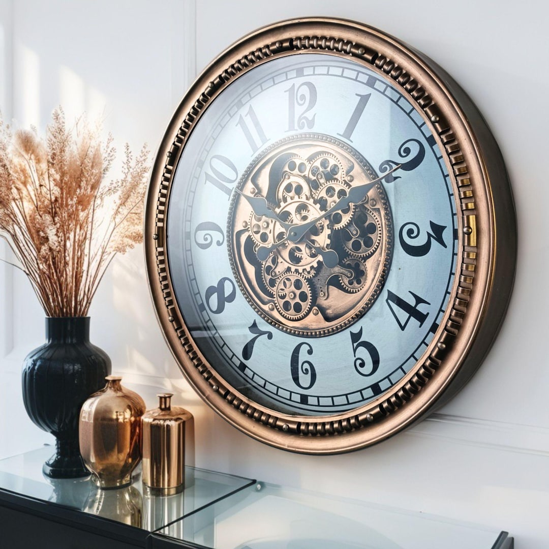 Monaco Line Wall Clock Round 26 Inch "la Condamine" Brass-white - Etsy