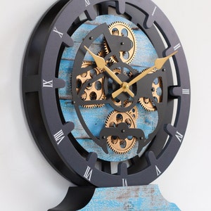 Wall Clock 17 Inches With Real Moving Gear Convertible Into Desk Clock ...