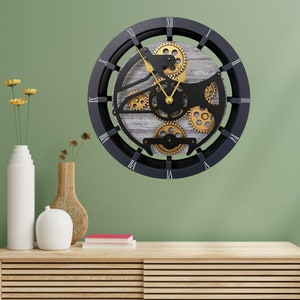 Desk Clock 10 Inches With Real Moving Gear Convertible Into Wall Clock ...