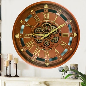 Belgium Line Wall Clock 26 Inches With Real Moving Gears (glass Cover ...