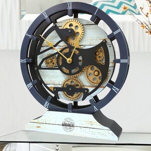 Desk Clock 10 Inches With Real Moving Gear Convertible Into Wall Clock ...