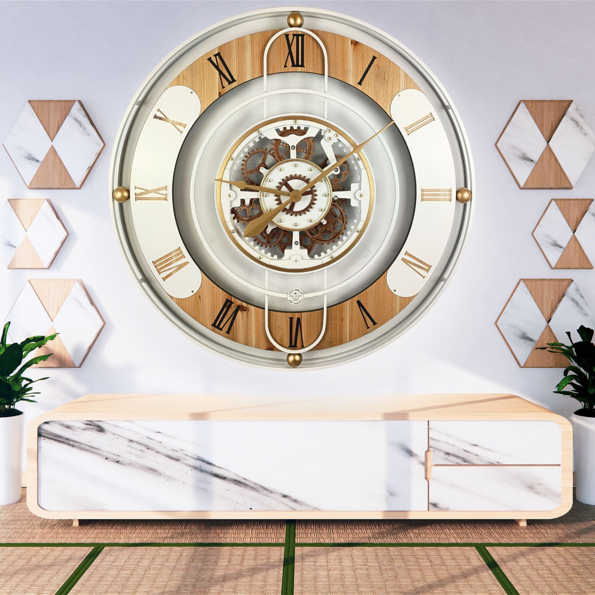Switzerland Line Wall Clock 36 Inches With Real Moving Gears White - Etsy