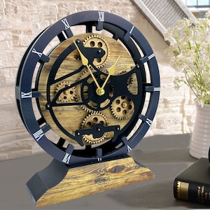 Desk Clock 10 Inches With Real Moving Gear Convertible Into Wall Clock ...