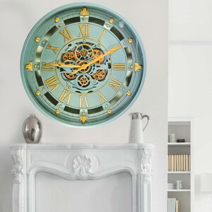 Belgium Line Wall Clock 26 Inches With Real Moving Gears (glass Cover ...