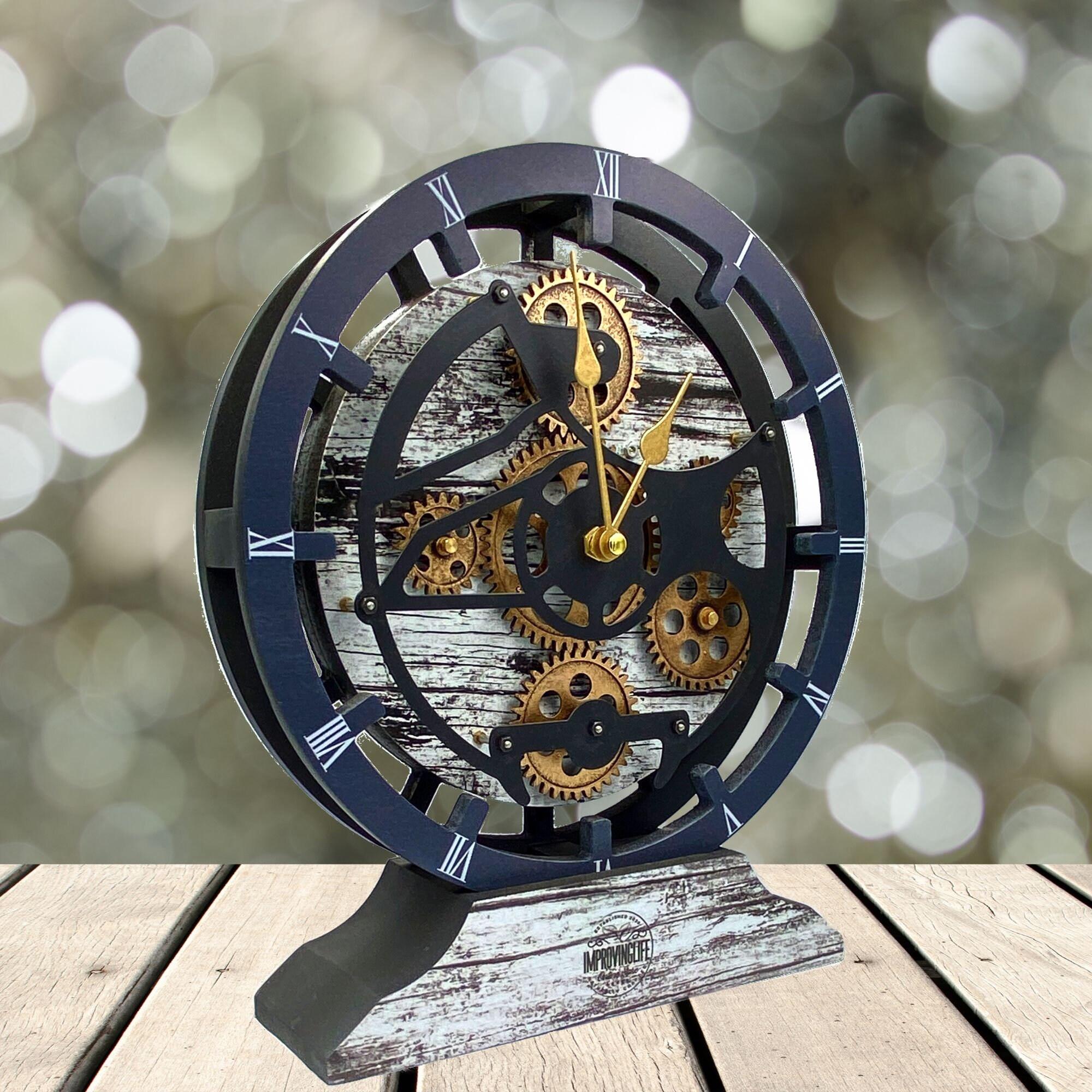 Desk Clock 10 Inches With Real Moving Gear Convertible Into - Etsy