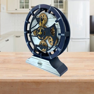 Desk Clock 10 Inches With Real Moving Gear Convertible Into Wall Clock ...