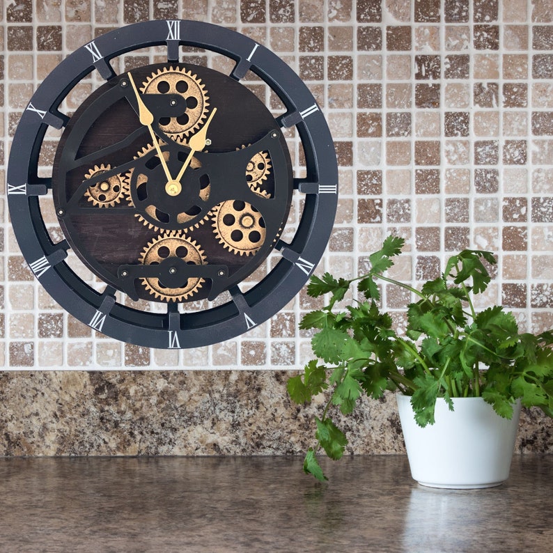Desk Clock 10 Inches With Real Moving Gear Convertible Into - Etsy
