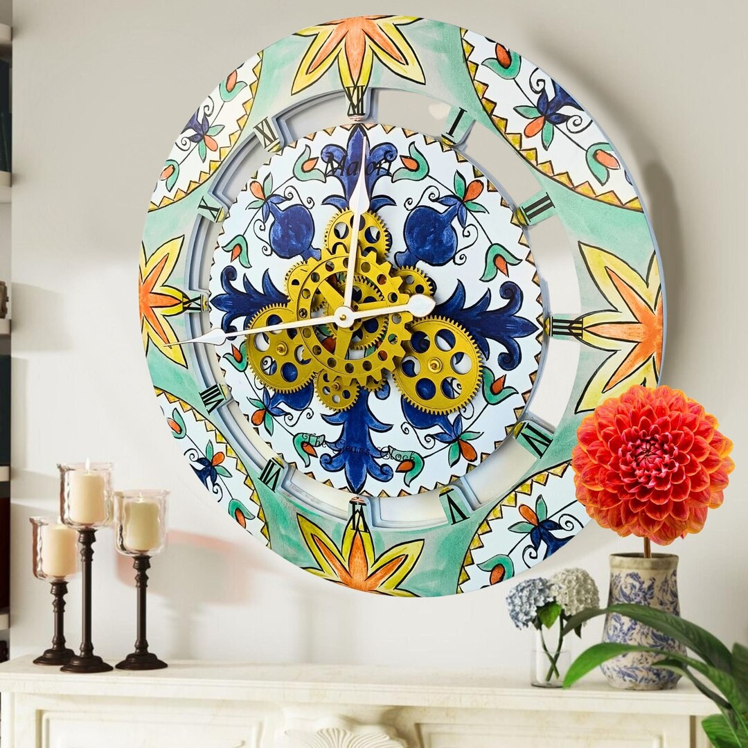 Italy Line Wall Clock 24 Inch Round MAIORI - Etsy