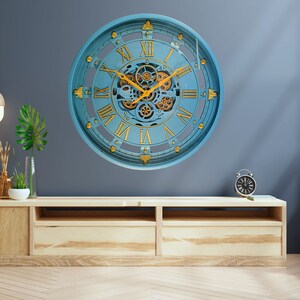 Belgium Line Wall Clock 26 Inches With Real Moving Gears (glass Cover ...