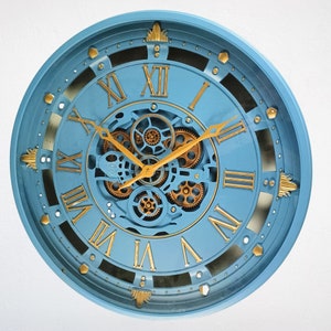 Belgium Line Wall Clock 26 Inches With Real Moving Gears (glass Cover ...