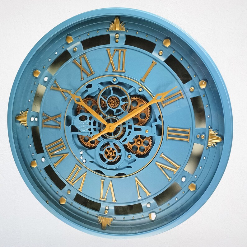 Belgium Line Wall Clock 26 Inches With Real Moving Gears (glass Cover ...